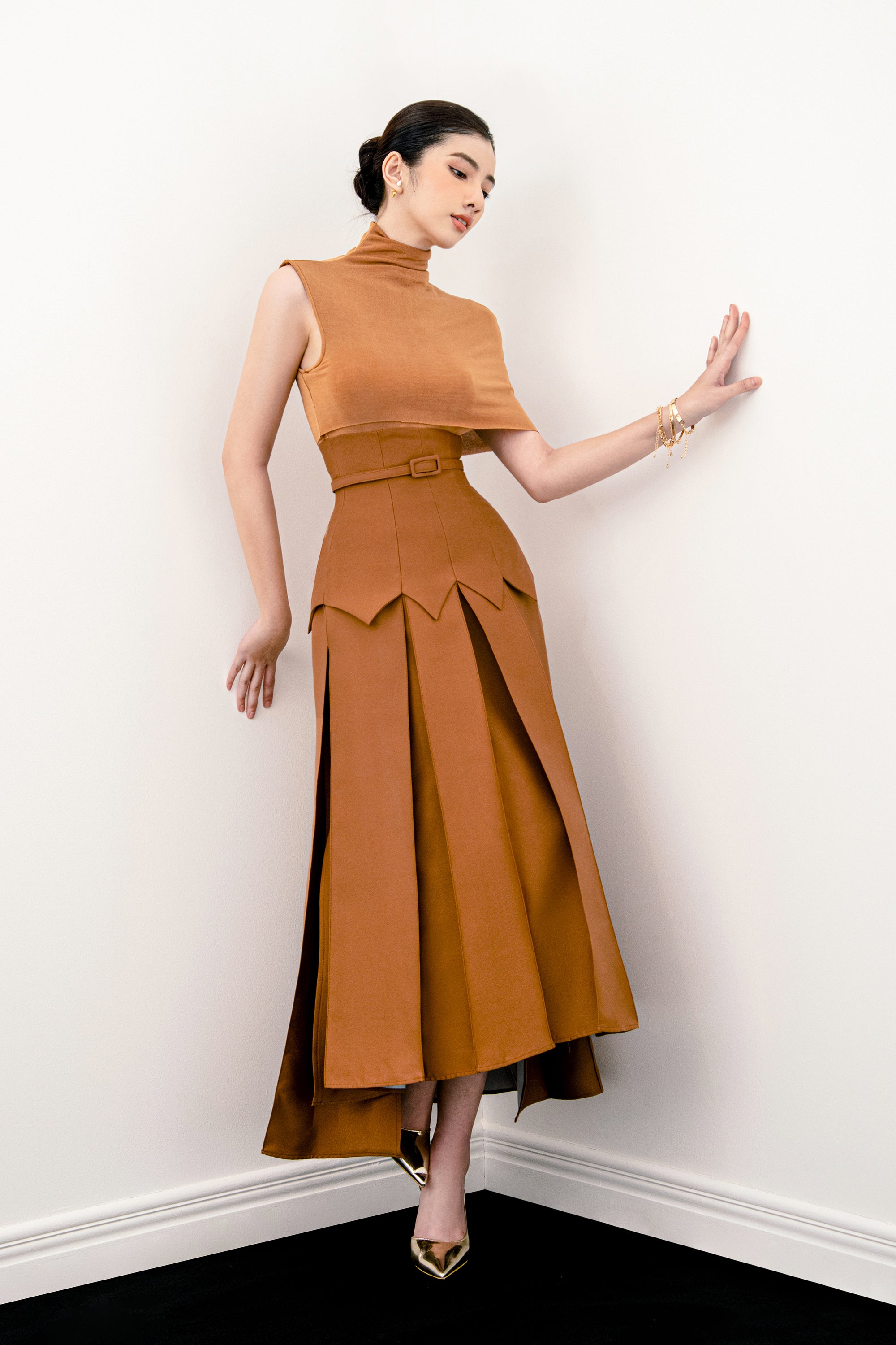 ABSOLEM Pleated Midi Dress – GIANA official website